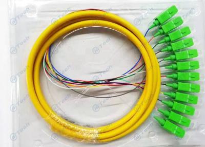 China Yellow Color LC Pigtail Single Mode 12 Cores Round Type Repeatability ≤0.1dB With Jacket for sale