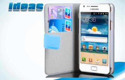 Cina S2 casse e portafoglio del cuoio della galassia di SII i9100 Samsung con il bottone, piegato in vendita
