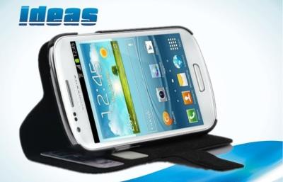 Cina Mini Samsung supporto nero della copertura delle casse del cuoio della galassia dell'unità di elaborazione S3 con il bottone in vendita