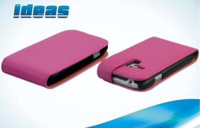 中国 ローズの Samsung i8190 のための本物の縦の革例の携帯電話カバー 販売のため