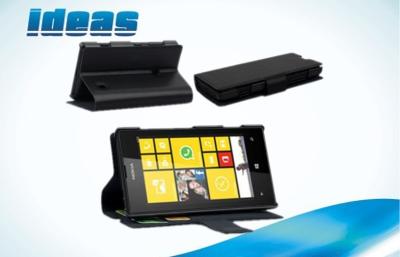 Cina Cuoio nero della borsa del portafoglio del telefono cellulare, copertura del supporto di Nokia Lumia 520 in vendita