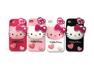 中国 iPhone4/iPhone5 のためのハローキティかわいい様式の 3D ケイ素の携帯電話の保護箱 販売のため