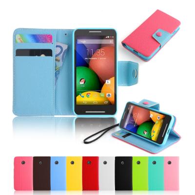 Cina Cassa ibrida variopinta del telefono del cuoio dell'unità di elaborazione del supporto per Moto E, copertura di vibrazione del portafoglio in vendita