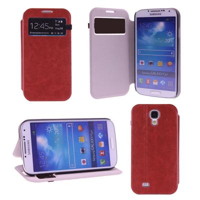 Cina Le coperture ultra sottili del telefono della galassia S4 di Samsung di vibrazione del cuoio di vista di S rivestono il bene durevole in vendita