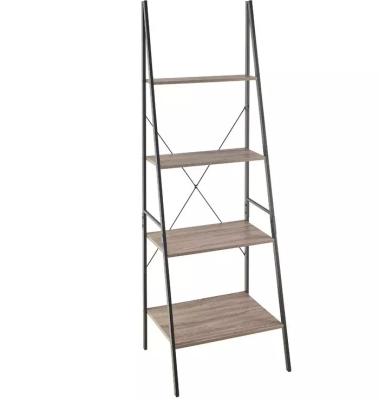 Cina Un metallo di 4 file e scaffale di legno di legno di stoccaggio dello scaffale per libri della scala degli scaffali di libro in vendita
