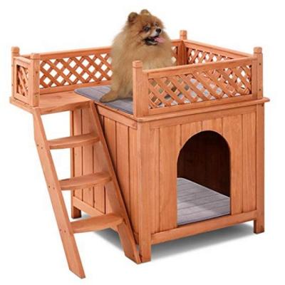 Cina Riparo di legno della Camera dell'animale domestico del cucciolo di cane con all'aperto dell'interno del balcone delle scale in vendita