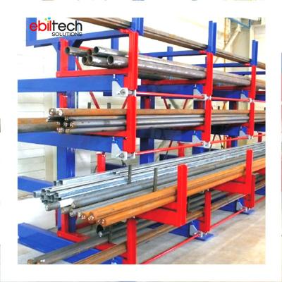 China Industrial Warehouse System square Tube Storage Manual Drive Telescopic Cantilever Arm Rack for sale