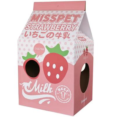 China Cow Box Cat Scratching Board Wholesale Corrugated Cat Scratching Board Enclosed Cat Boxes for sale