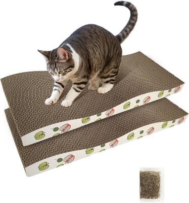 China Premium Corrugated Cat Scratching Board with Catnip Indoor Cat Furniture Durable Scratch Pad for Kittens Cats Play for sale