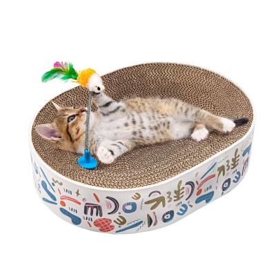 China 2 in 1 Oval Cat Scratch Pad Bowl Nest for Indoor Corrugated Lounge Cat Beds Protector for Couch & Carpets & Sofas for sale