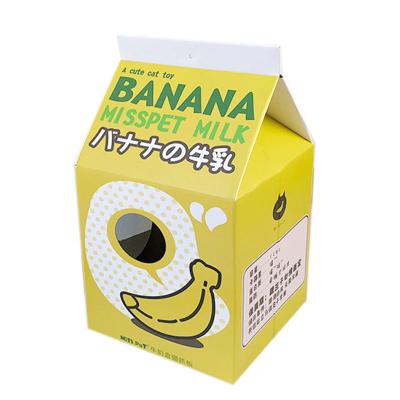 China Grinding Claws Milk Carton Beverage Shape Corrugated Paper Cat Nest Scratching Board for sale