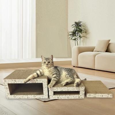 China Cat Scratch Board Cat Scratcher with Bell BalL Box Set Cat Scratching Board Multiple Combinable Combination Shapes for sale