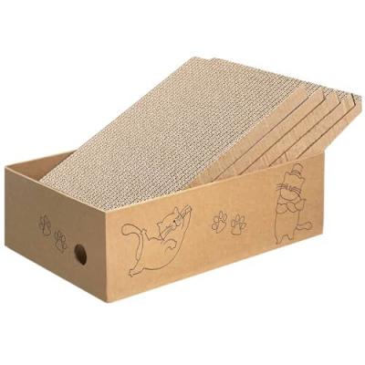 China Pet Suppliers 5 Packs in 1 Cat Scratch Pad with Box Suitable for Cats to Rest Grind Claws and Play for sale