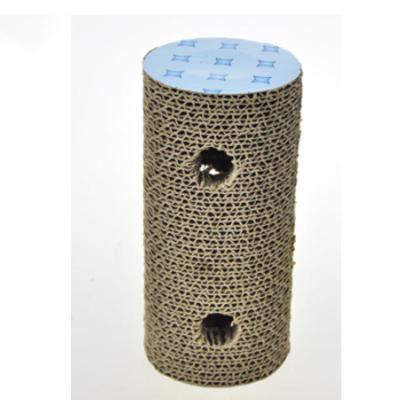 China Dumbbell Cat Scratching Board Eco-friendly Corrugated Cardboard Rolling Cat Scratcher Toy for sale