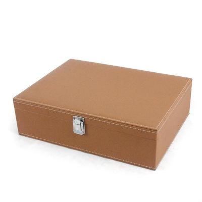 Cina Brown di trasporto riveste di pelle l'organizzatore cosmetico 35x25x10 cm di trucco dell'unità di elaborazione della cassetta degli attrezzi in vendita
