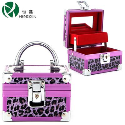 Cina Bello caso cosmetico di alluminio di Lepard con vassoio dello specchio di trucco il singolo in vendita