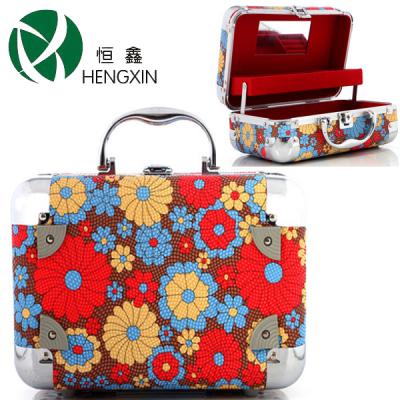 Cina Stampa dei fiori dell'organizzatore del vassoio di trucco rispecchiata intorno al pannello dell'ABS della cassa dei gioielli in vendita