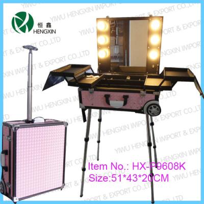 China Artículo portátil de la estación móvil ligera rosada del maquillaje para el salón de belleza del pelo en venta