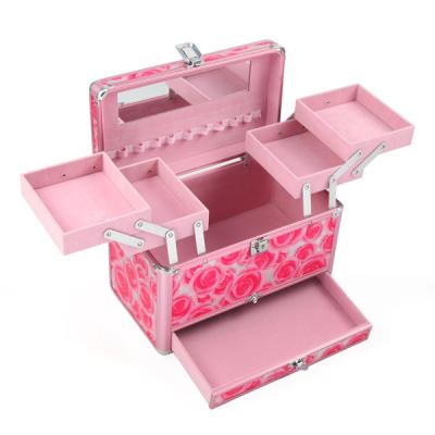 Cina Caso cosmetico di alluminio rosa squisito alla moda con lo specchio in vendita