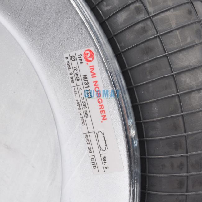 Norgren Air Spring M/31123 Industrial Machine Air Spring Steel Rubber Bellows 12"X3 Triple Convoluted Air Bag