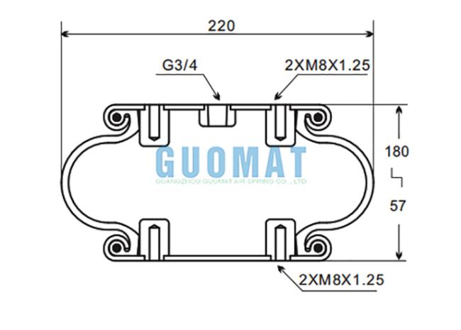 GUOMAT 1B20010 Industrial Air Spring - Single convoluted rubber air spring with G3/4 connection