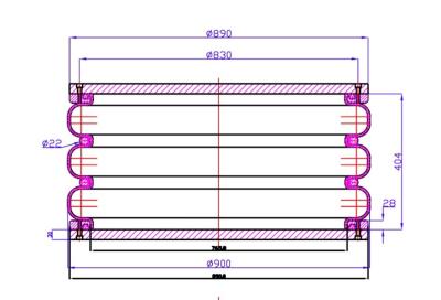 中国 耐火石材の空気ばねW01-M58-6971のふいごのための大きいPression機械FT 5450-44 RS Contitechは急激に前後動く 販売のため