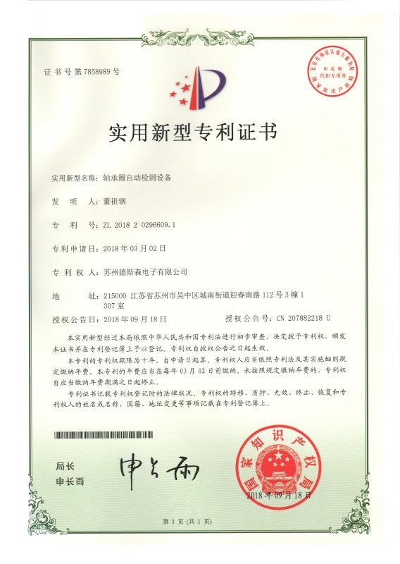 Bearing race automatic detecting equipment - Suzhou Desisen(DSS) Electronics Co.,Ltd