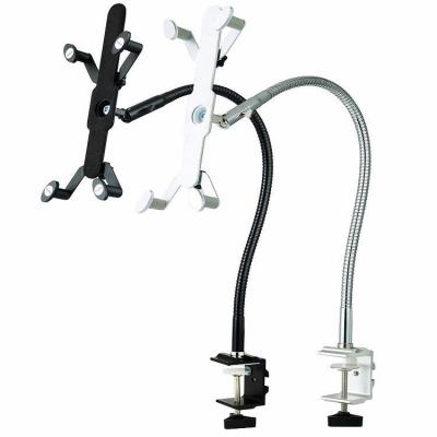 China da braçadeira ajustável do suporte do pescoço do ganso da tabuleta de 7~10 polegadas suporte universal de alumínio de giro da montagem da cama da mesa à venda