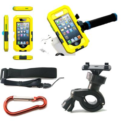 Cina il supporto giallo del telefono cellulare della bici di iPhone, 5 in 1 IPX8 impermeabilizza la cassa della copertura in vendita