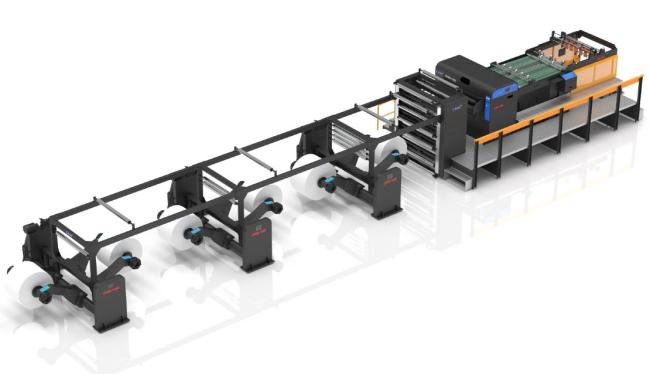 CHM Precision Single Rotary Sheeter Cutter in operation