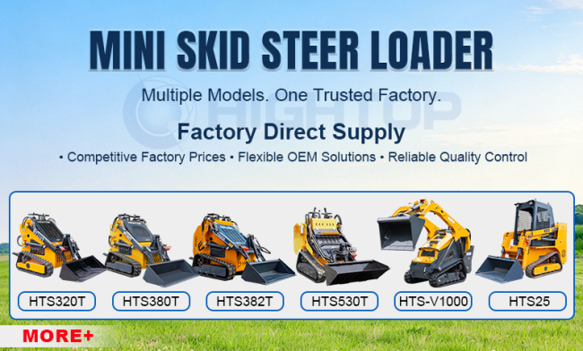 HTS380 wheeled skid steer front view