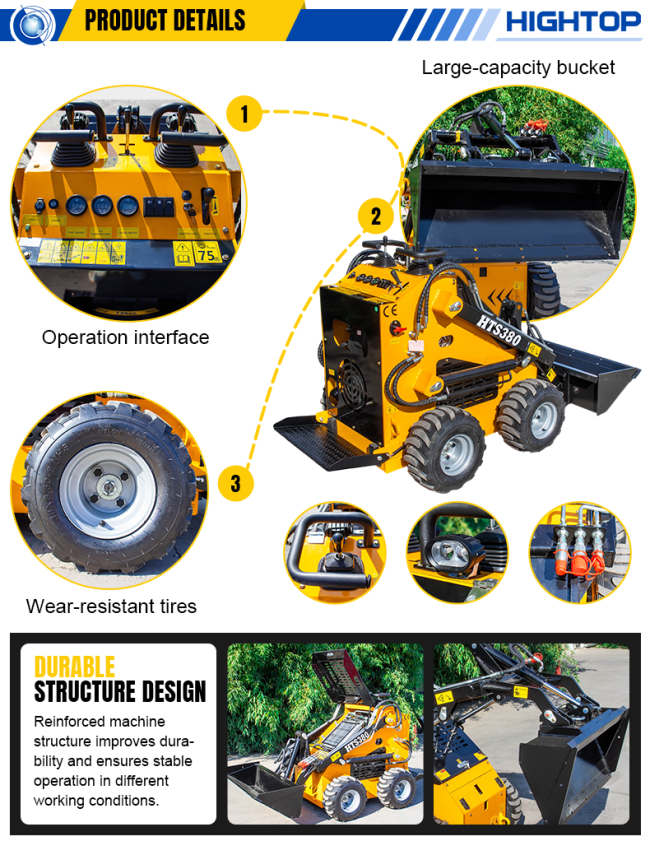 HTS380 wheeled skid steer lifting operation