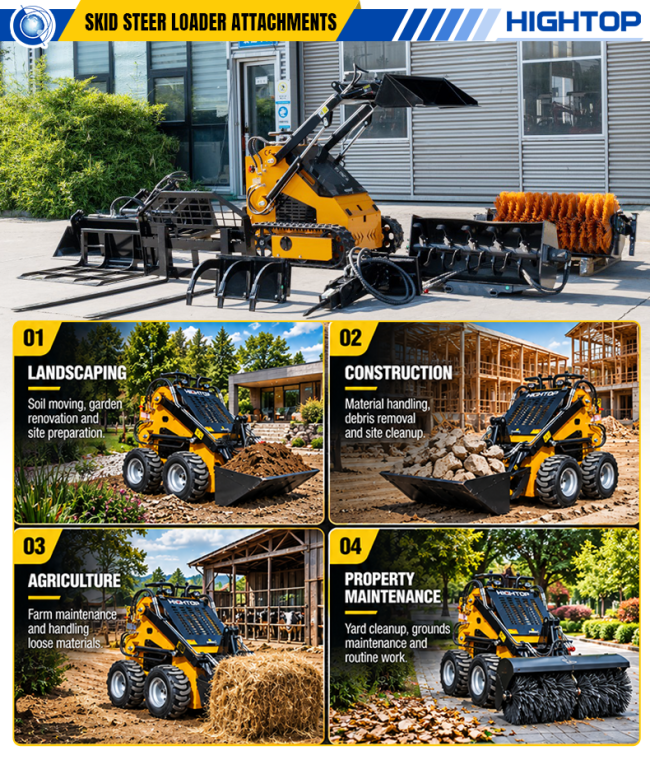 HTS380 wheeled skid steer dumping material