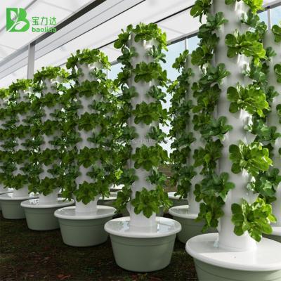 China 220V Pump 20 Planting Holes ABS/PP Material Vertical Hydroponic Tower for Strawberry Growing for sale