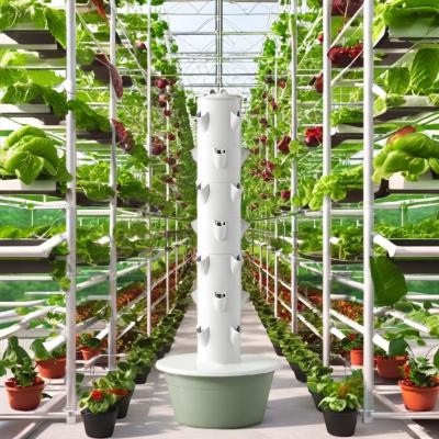 China Commercial 220V Pump Vertical Hydroponic Tower with 28 Planting Holes and 134cm Height for Efficient Vegetable Production for sale