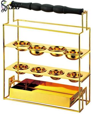 China Het goud plateerde het 3 Gelaagde Opgepoetste Vaatwerk van de de Middagthee van de Jamroom Vastgestelde Te koop