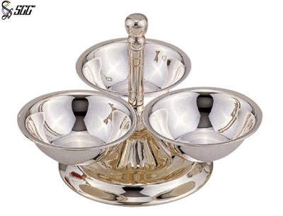 Cina Metal Sauce Stand With Three Bowls Stainless Steel Tableware For Banquet in vendita