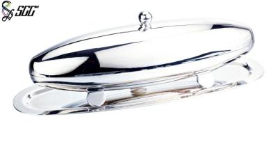 Cina Oval Nuts Box With Plate Stainless Steel Tableware Metal Box For Sweet And Dry Fruit in vendita
