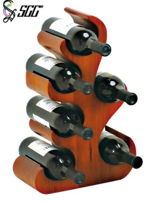 Cina Stoviglie di legno dell'acciaio inossidabile del supporto del vino di forma dell'albero per l'esposizione del vino dell'uva in vendita