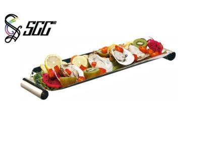Cina Vassoio del servizio di rettangolo dell'acciaio inossidabile 304 con le maniglie per i sushi nel ristorante in vendita