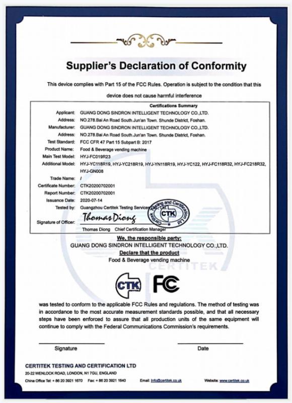 FCC - Guangdong Sindron Intelligent Technology Co.,