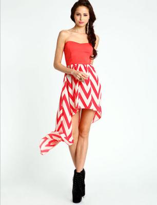 Cina Fuori dalla spalla Chevron sexy lungamente si veste per le donne, le signore, ragazze in vendita