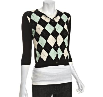 Cina I maglioni tricottati di Argyle del cashmere delle donne nere del cardigan con il cristallo di rocca in vendita