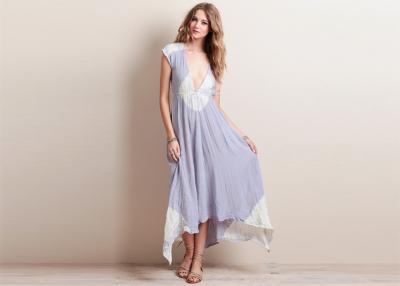 Cina siluetta di Flowy della scollatura V tagliata dei vestiti delle donne casuali di Boho della Legame-tintura maxi in vendita