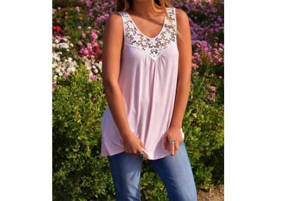 Cina Cime senza maniche delle signore della disposizione adorabile del pizzo e bluse Scoopneck con ampia scollatura sulla schiena in vendita