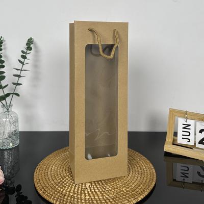 Chine Sacs cadeaux en papier kraft de qualité supérieure avec fenêtre transparente à poignée de corde multicolore Emballage pour les vacances Mariages à vendre