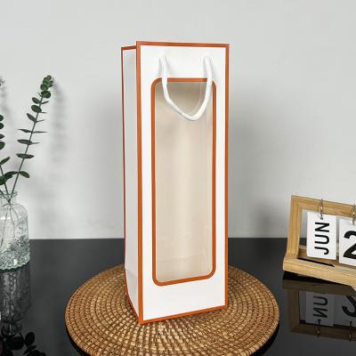 Chine Sacs cadeaux en papier kraft de qualité supérieure avec fenêtre transparente à poignée de corde multicolore Emballage pour les vacances Mariages à vendre