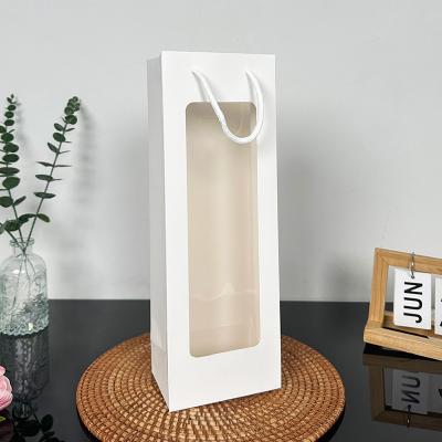 Chine Sacs cadeaux en papier kraft de qualité supérieure avec fenêtre transparente à poignée de corde multicolore Emballage pour les vacances Mariages à vendre
