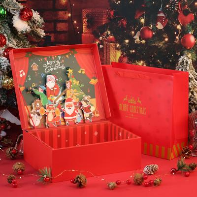 Cina 3D Christmas Magic Gift Box Set Premium Pop Up Santa Scene Packaging Chiusura magnetica in vendita