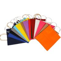 Quality Different Colors Paper Kraft Bag With Handle, Take Away Food Packaging Shopping Bag for sale